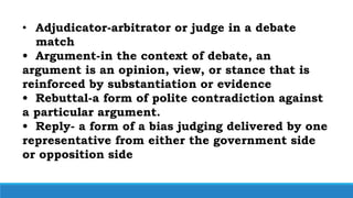 Debate formats-Asian Parliamentary procedure | PPTX
