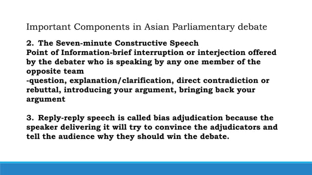 Debate formats-Asian Parliamentary procedure | PPTX