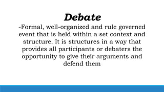 Debate formats-Asian Parliamentary procedure | PPTX