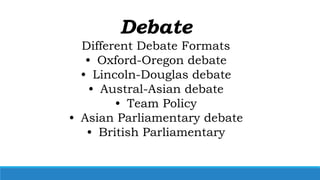 Debate formats-Asian Parliamentary procedure | PPTX