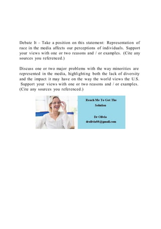 Debate It – Take a position on this statement Representation | DOCX