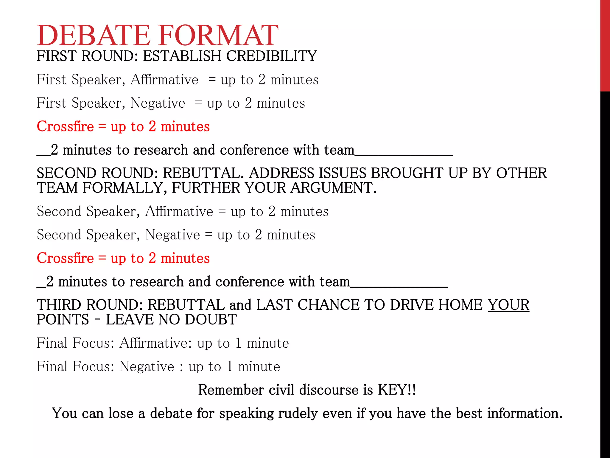 Debate notes and format w rubric | PPTX