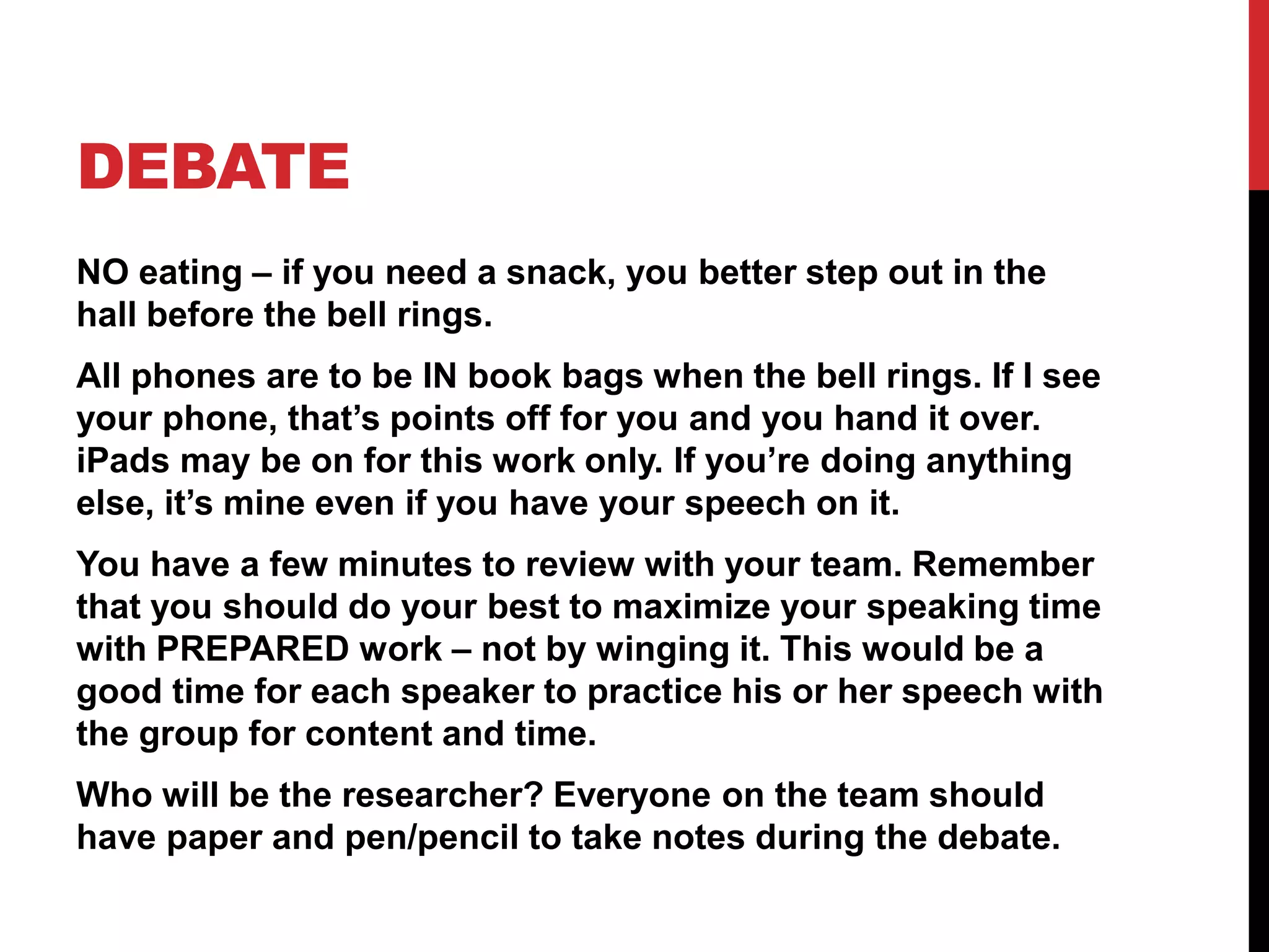 Debate notes and format w rubric | PPTX