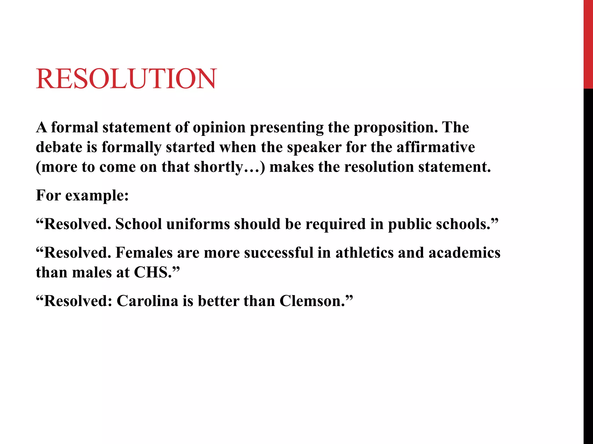 Debate notes and format w rubric | PPTX