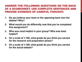 Debate notes and format w rubric | PPTX