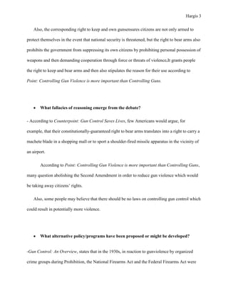 Debate paper gun control | DOCX | Hunting and Shooting | Sports
