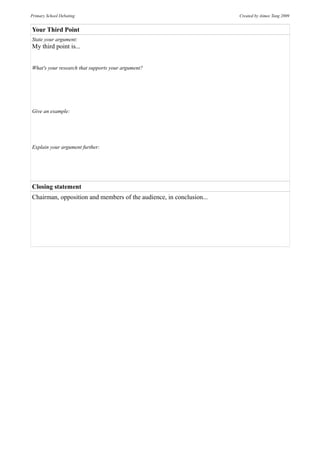 Debate preparation templates | DOC