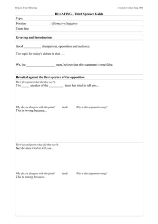 Debate preparation templates | DOC