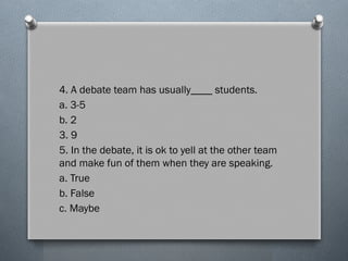 DEBATE, cons and pros presentation educ. | PPTX