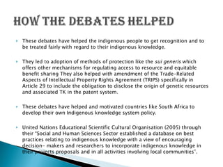 Debates Around Indigenous Knowledge And Intellectual Property | PPT