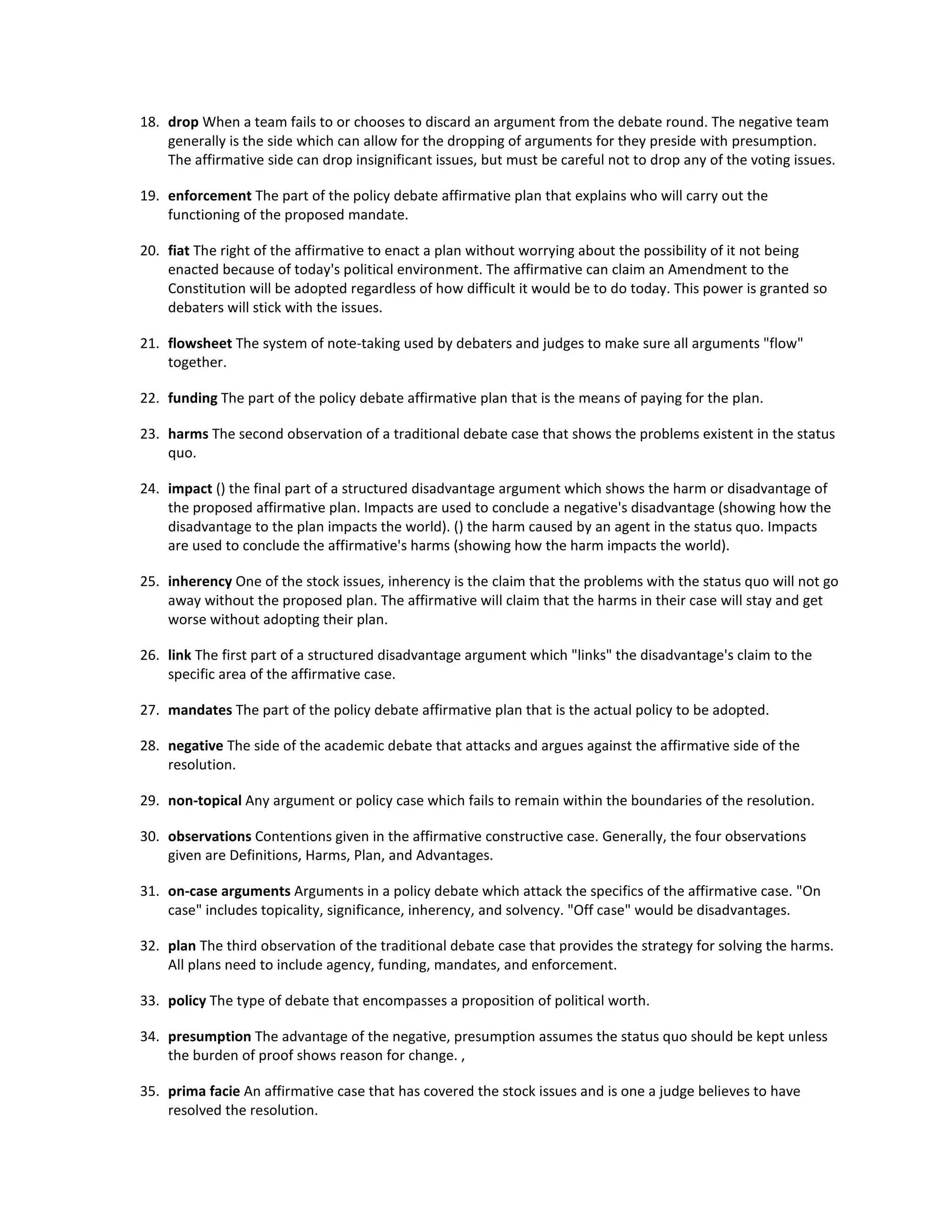 Debate vocabulary | PDF