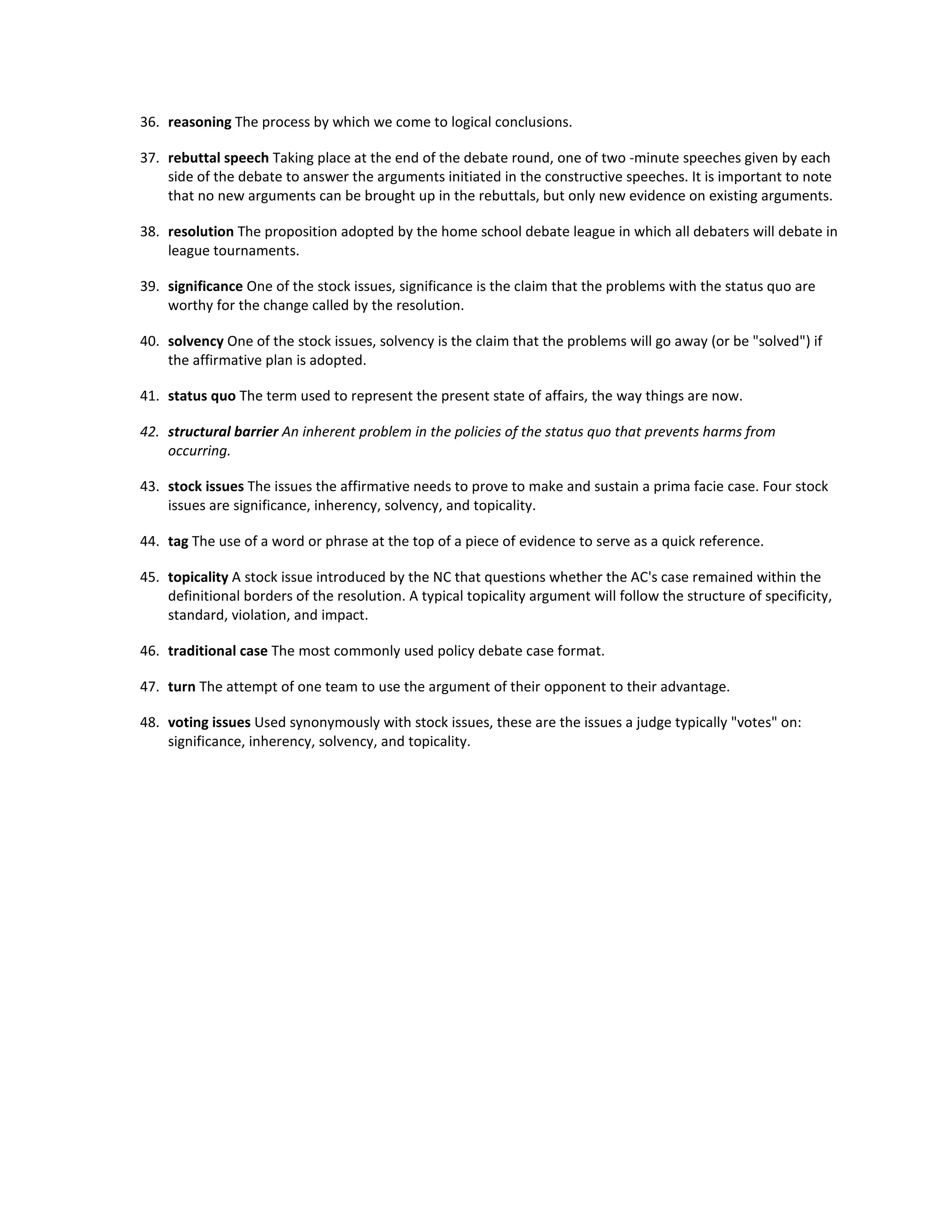Debate vocabulary | PDF