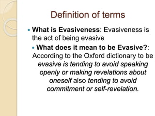 Evasiveness is Personal diplomacy by Ashimolowo Tomisin | PPTX