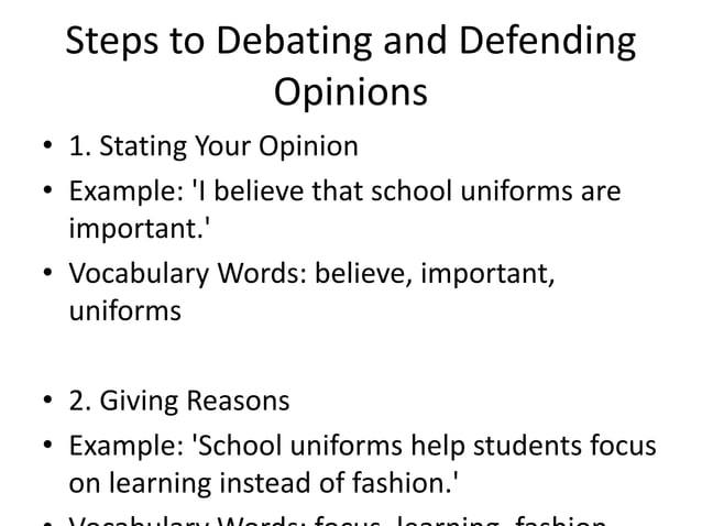 Debating_and_Defending_Opinions for enhancing a2 level students.pptx | Education