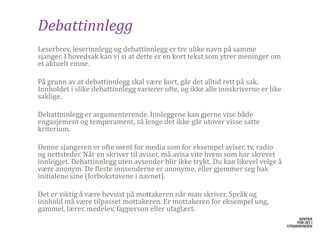 Debatt norsk 7. trinn sammensatt tekst | PPT