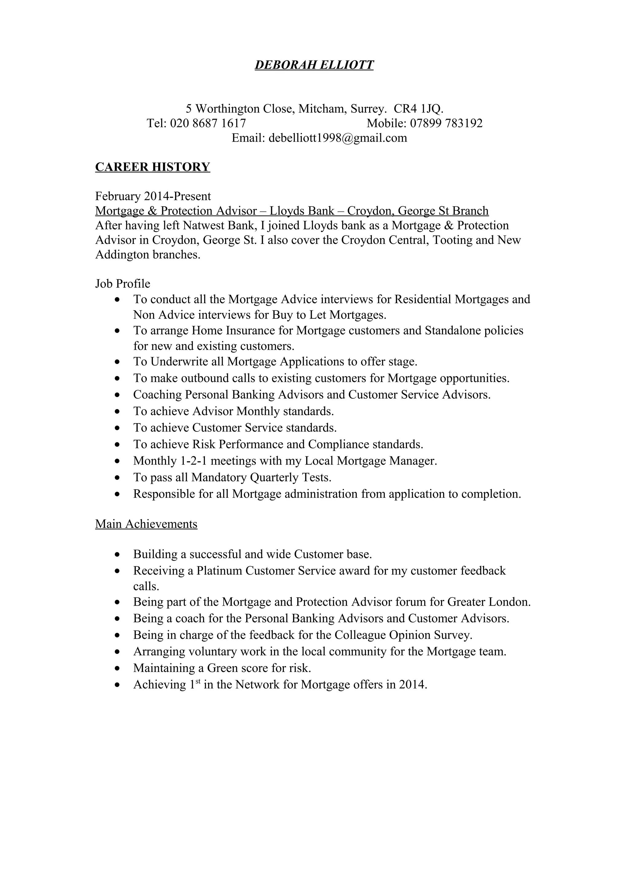Debbie cv | PDF