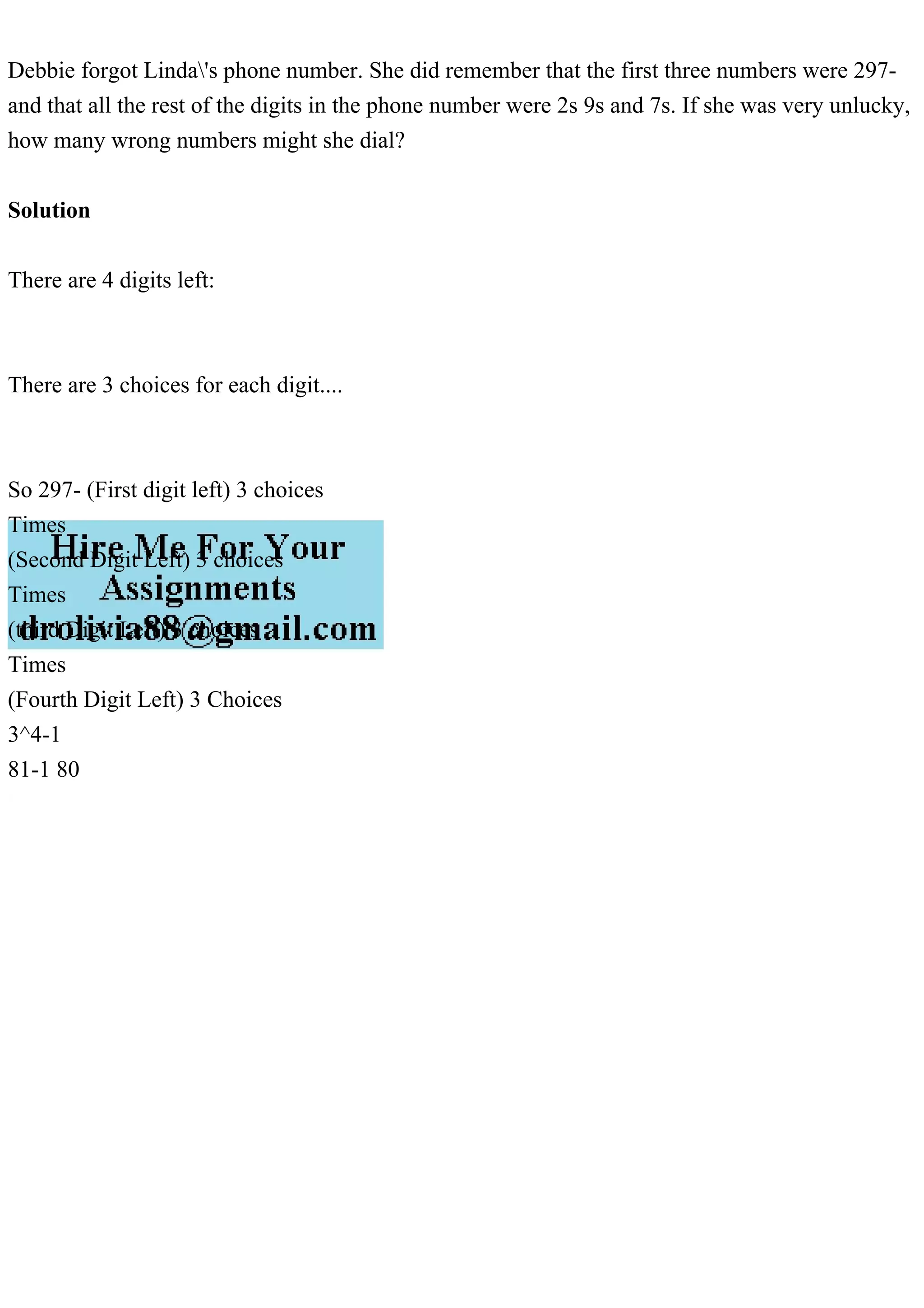 Debbie forgot Lindas phone number. She did remember that the first.pdf