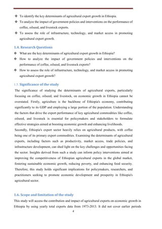 determinants of agricultural export growth of Ethiopia. the case of ...
