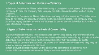 DEBENTURE pptx ll Types of debentures/ Introduction to debentures | PPT