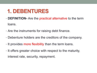 Project Economy and finance Management- Debentures & Financing | PPTX