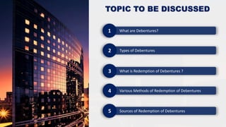 Debentures its types and Methods of Redemption of Debentures | PPTX