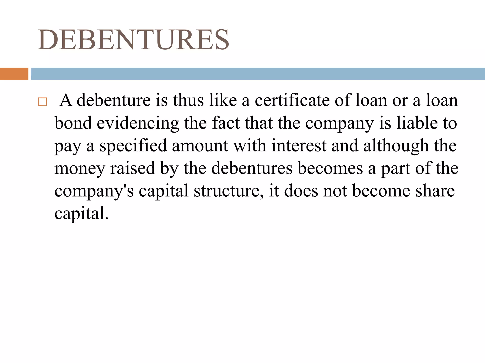 Debentures ppt | PPTX