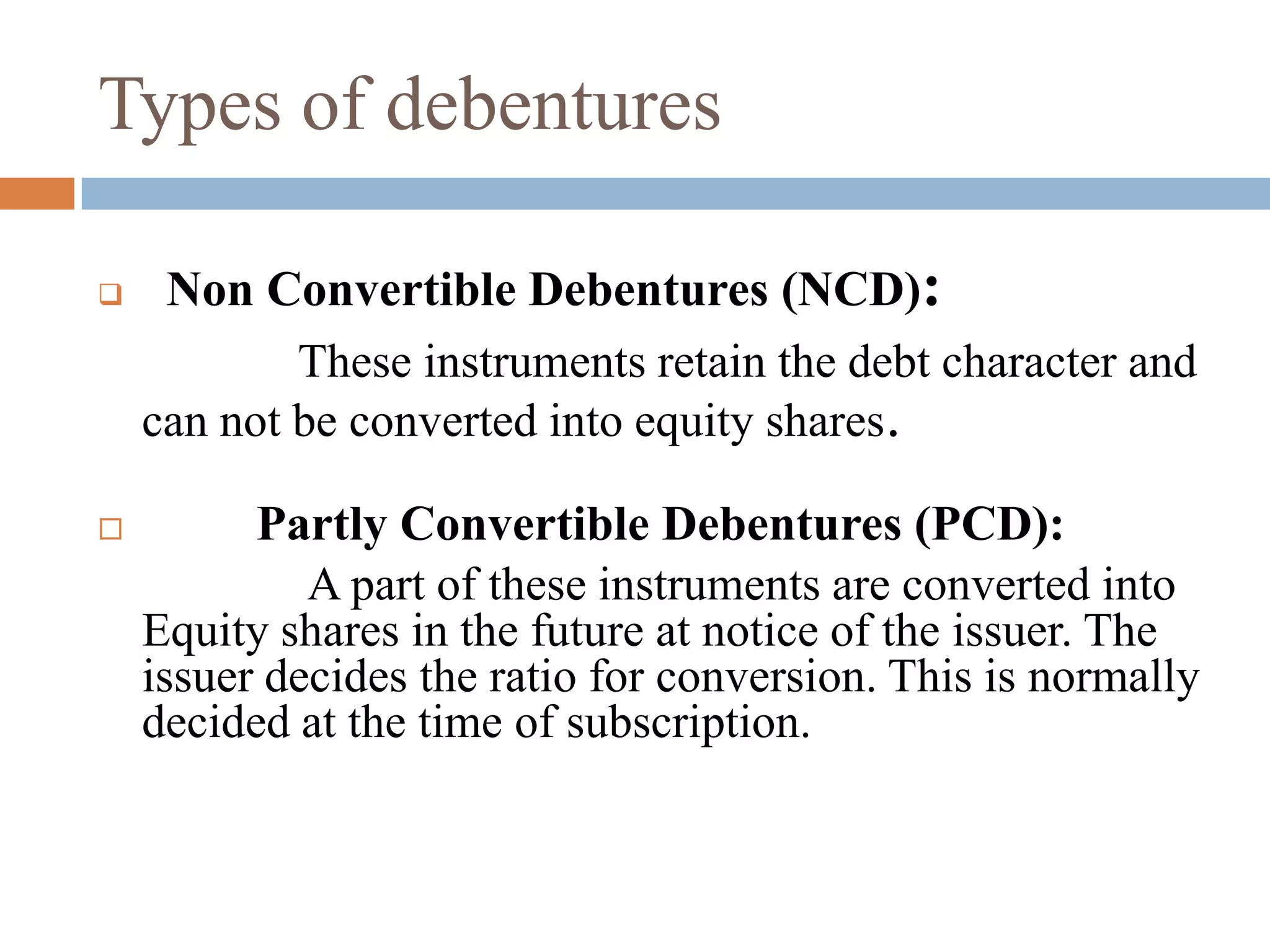 Debentures ppt | PPTX