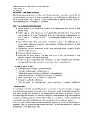 Deber habilidades relacionadas con los sentimientos | PDF