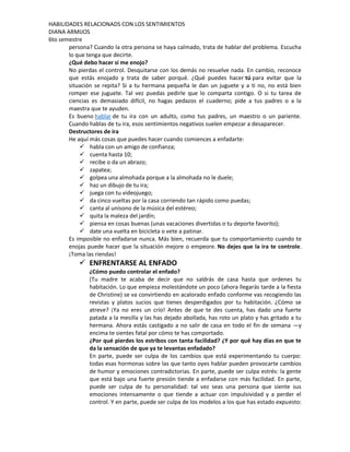 Deber habilidades relacionadas con los sentimientos | PDF