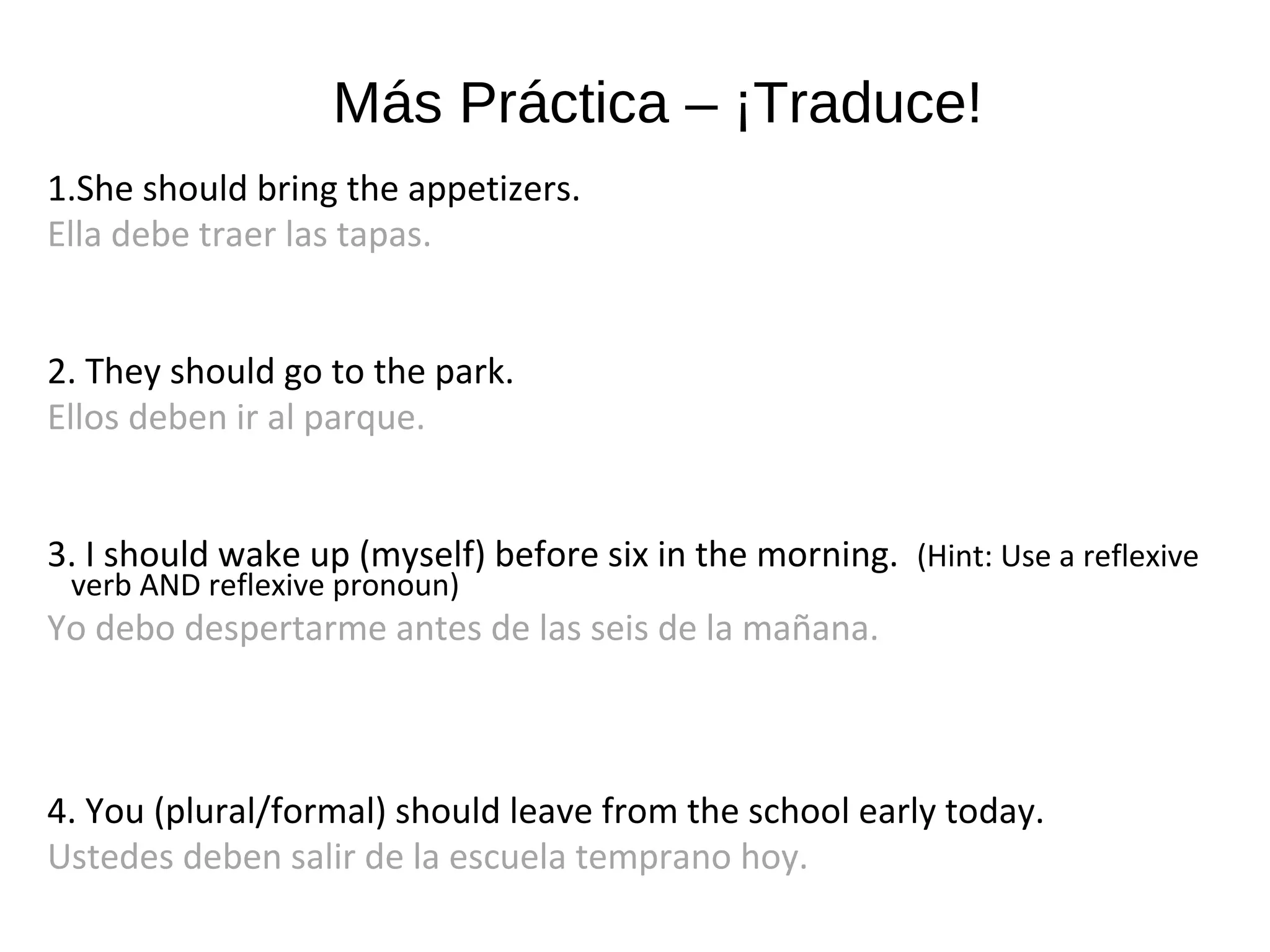 Deber + infinitive | PPT