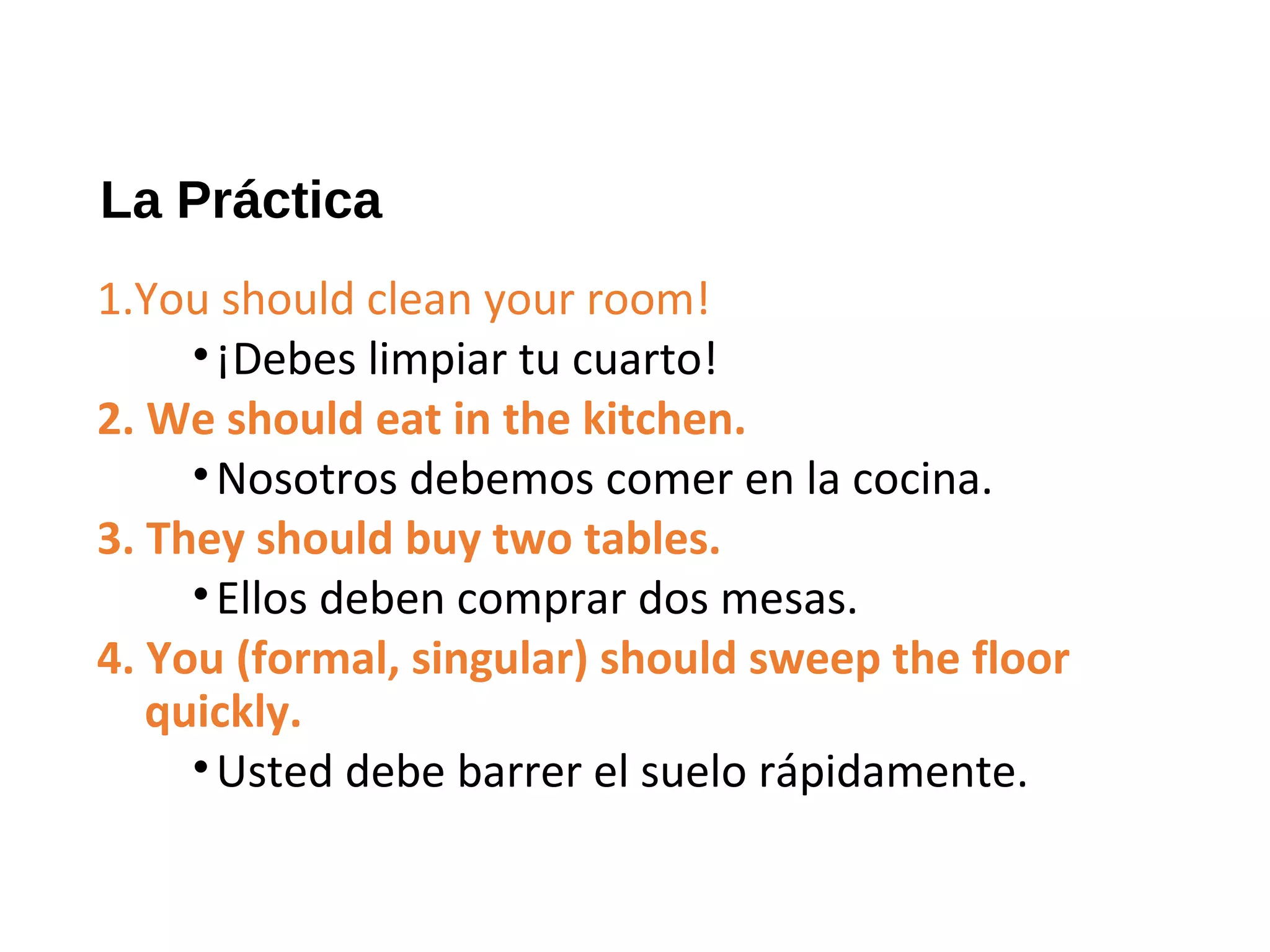 Deber + infinitive | PPT