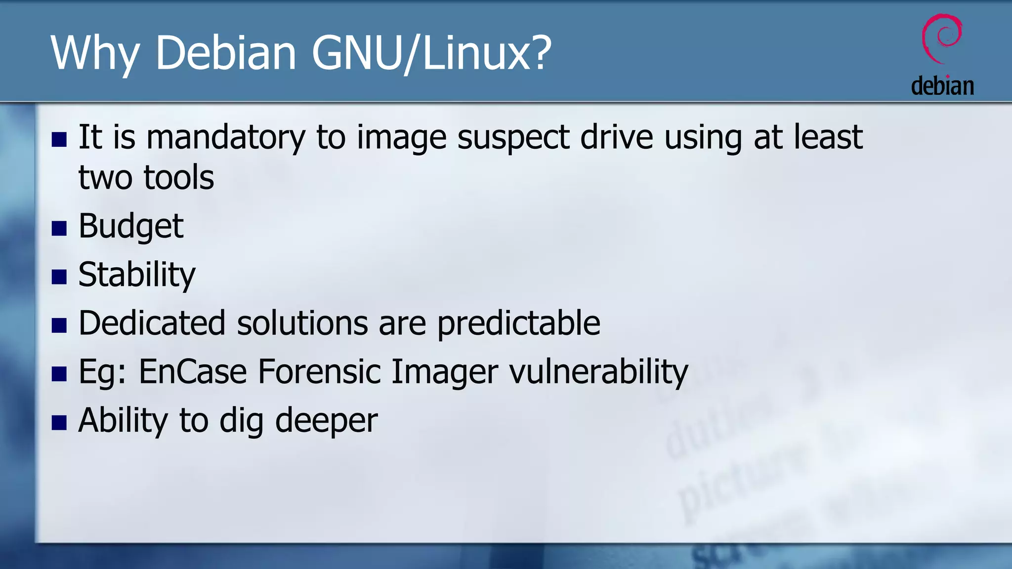 Debian Linux As A Forensic Workstation Pdf Operating Systems Computer Software And