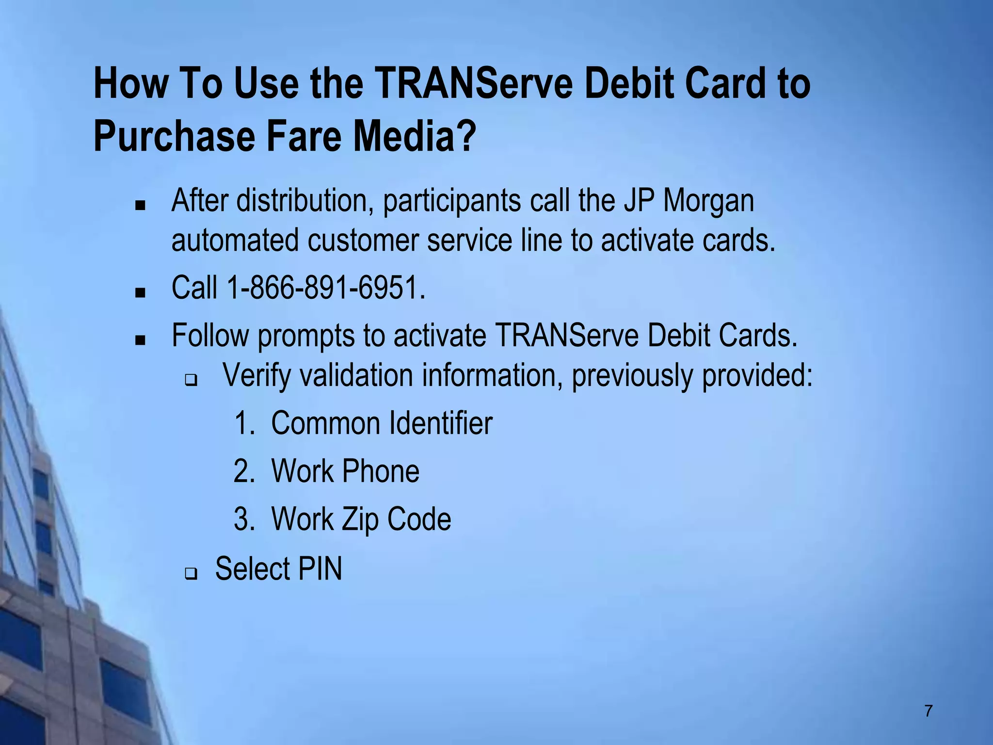 TRANServe Debit Card Overview | PPTX