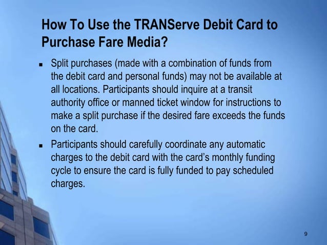 TRANServe Debit Card Overview | PPTX | Credit Cards | Personal Debt
