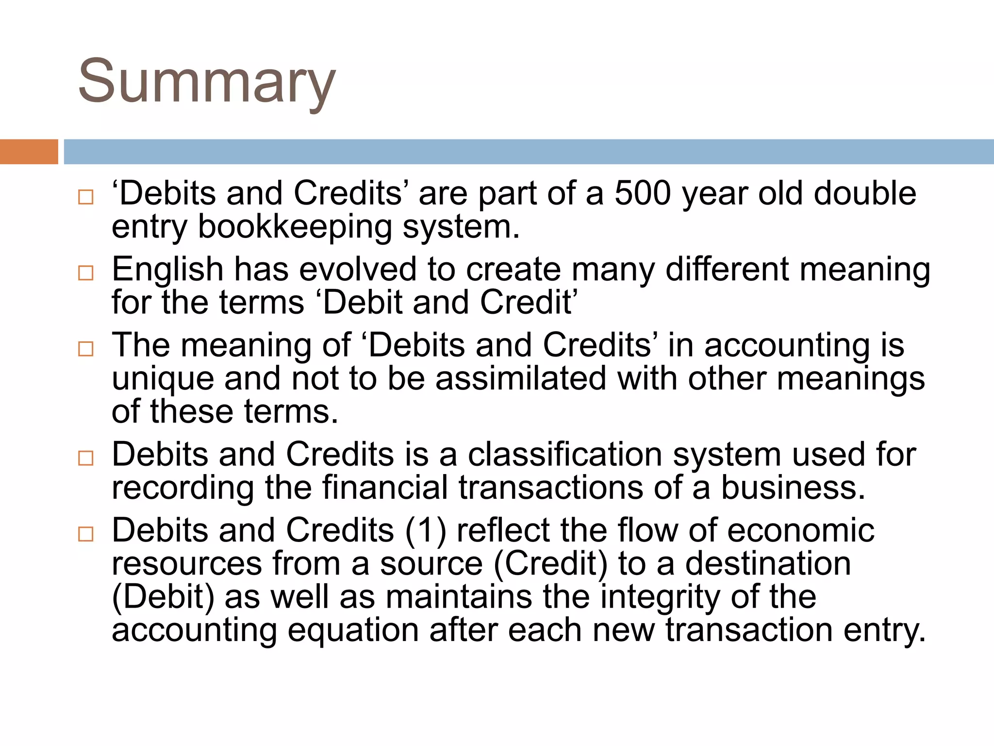 Debits and credits in accounting - History and definition | PPTX