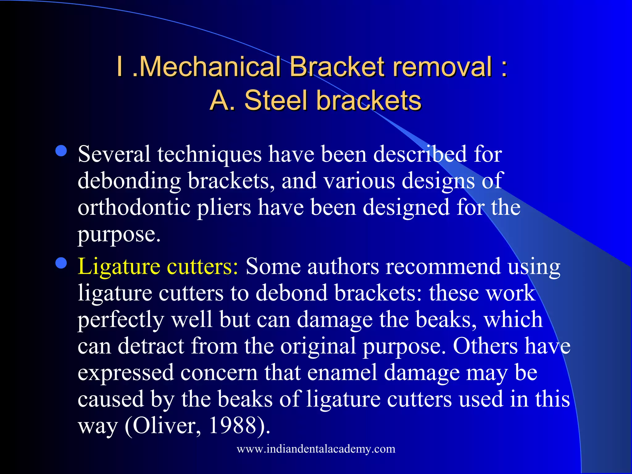 Debonding techniques and enamel fracture patterns /certified fixed ...