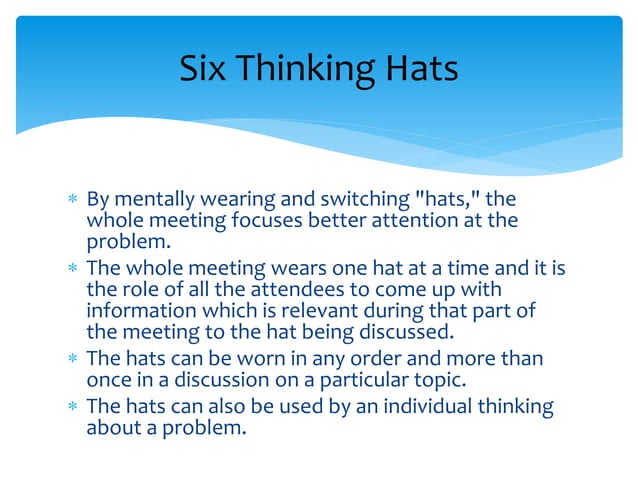 de Bonos six thinking hats.ppt