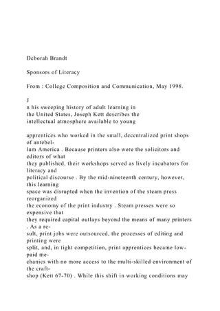 Deborah BrandtSponsors of LiteracyFrom College Compo.docx