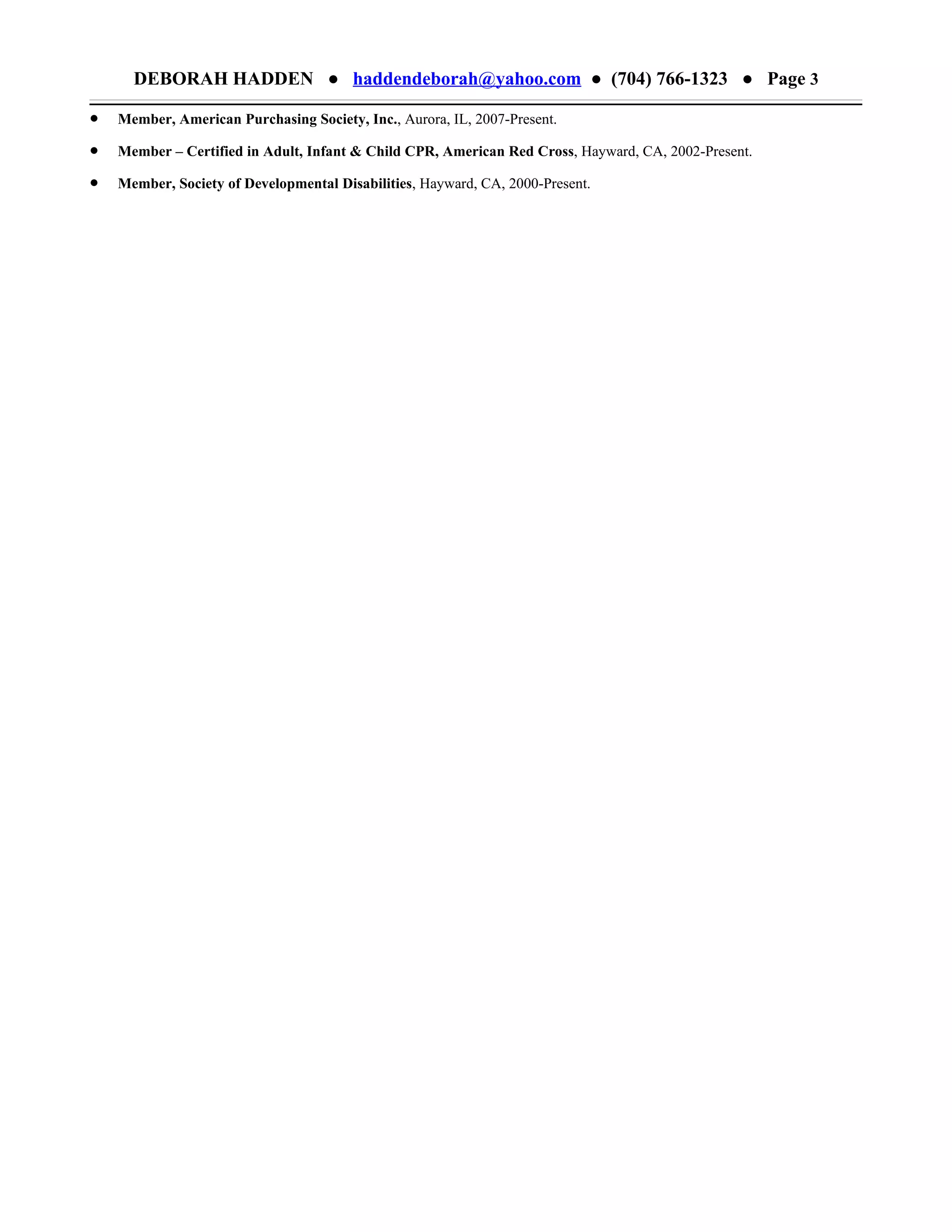 Deborah Hadden Resume Cb1 | PDF