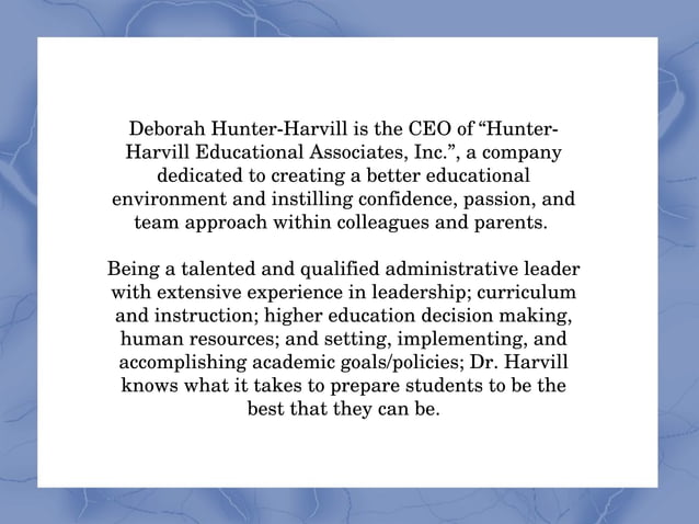 Deborah Hunter-Harvill | PPT