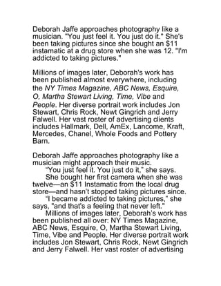 Deborah Jaffe Approaches Photography Like A Musician | PDF
