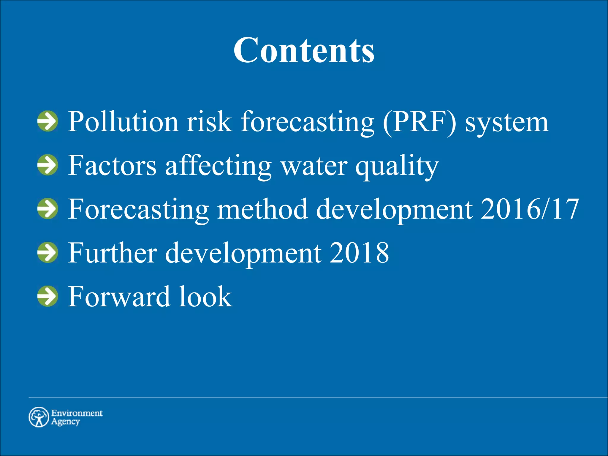 Developments in pollution risk forecasting at the Environment Agency ...