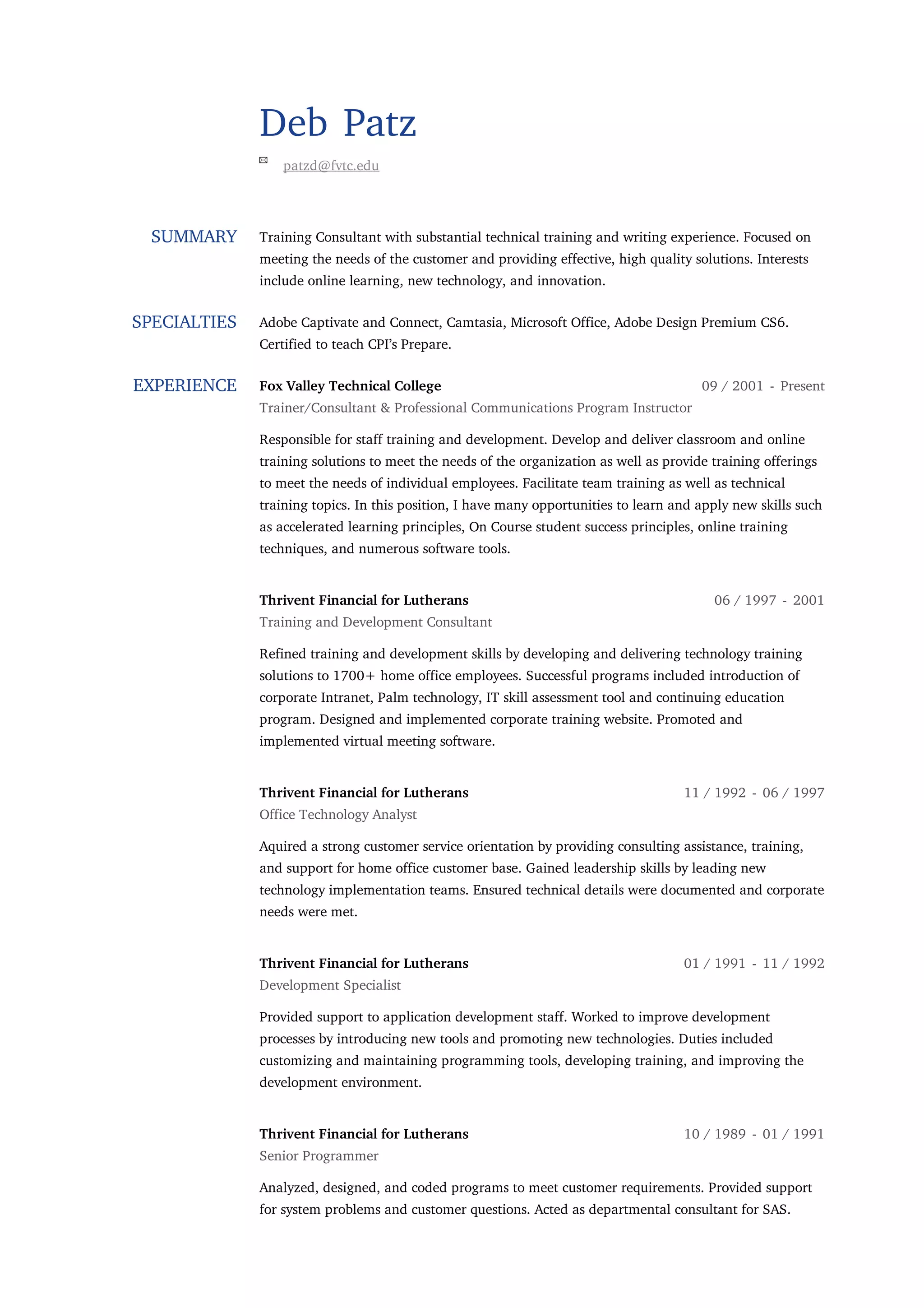 Deb Patz Resume | PDF