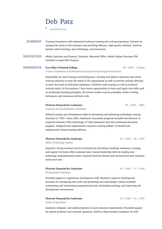 Deb Patz Resume | PDF