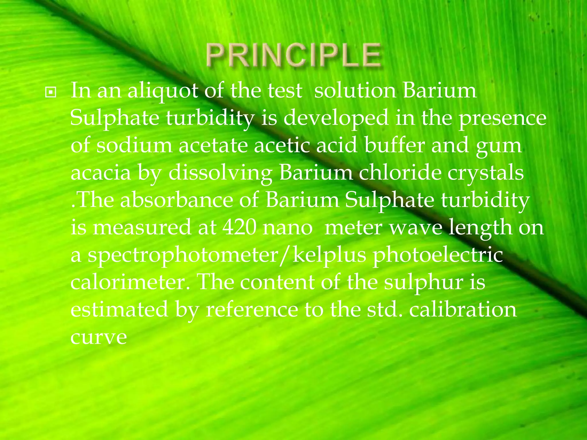 SULPHUR ESTIMATION IN PLANT SAMPLE | PPTX