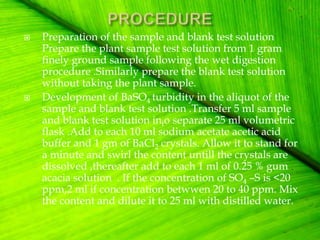 SULPHUR ESTIMATION IN PLANT SAMPLE | PPTX