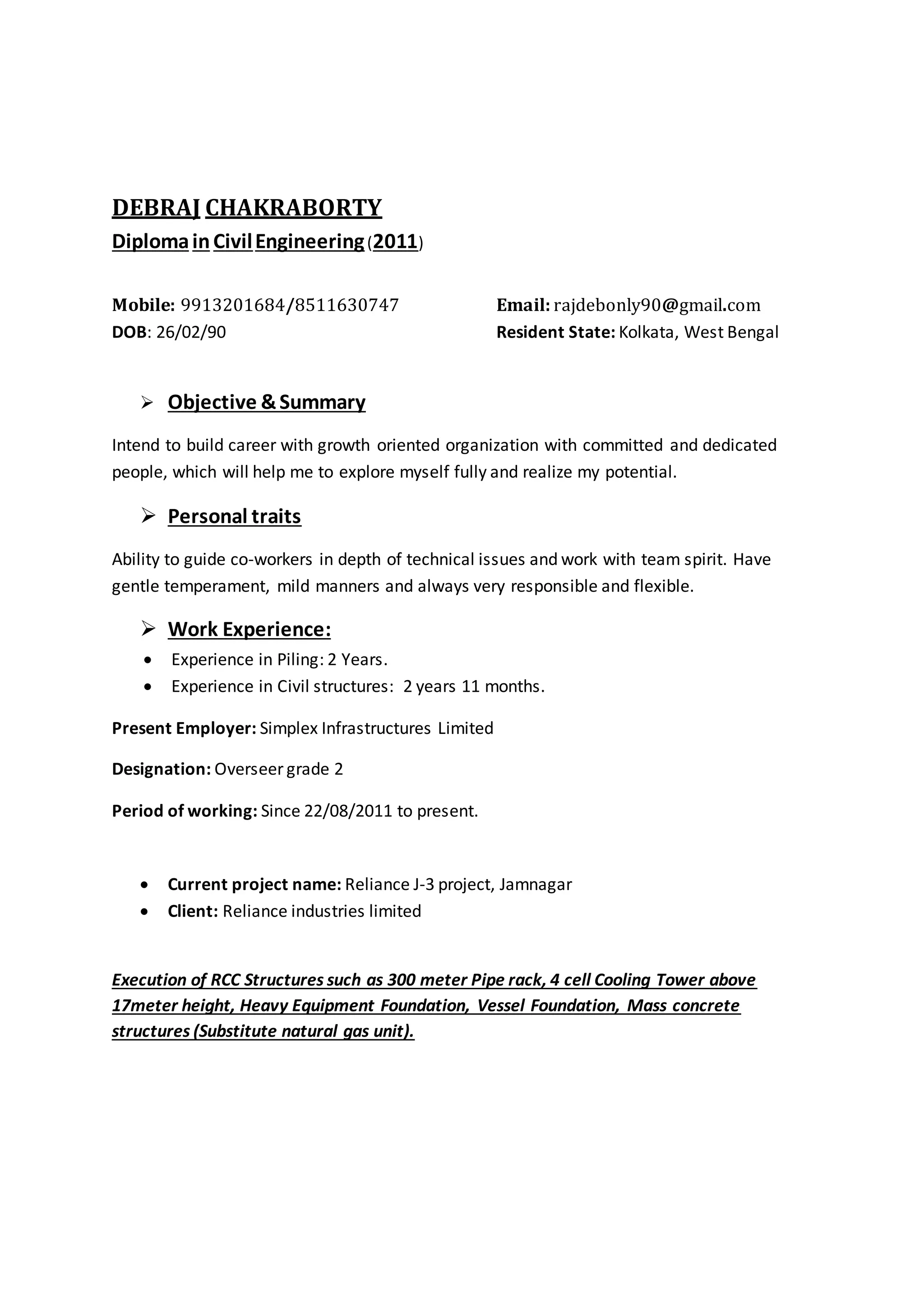 Debraj resume 1 | DOCX