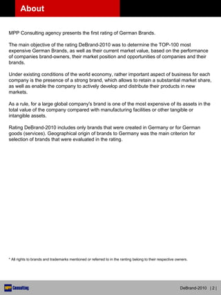 DeBrand-2010 - TOP-100 German Brands | PDF