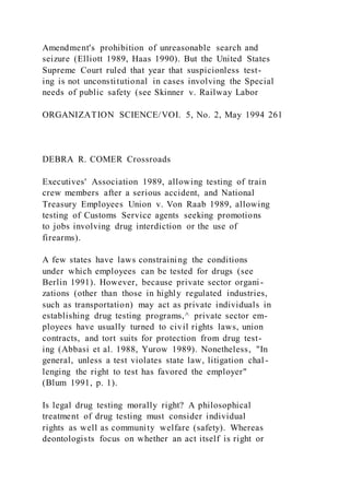 DEBRA R. COMER CrossroadsA Case Against Workplace Drug Tes | PDF