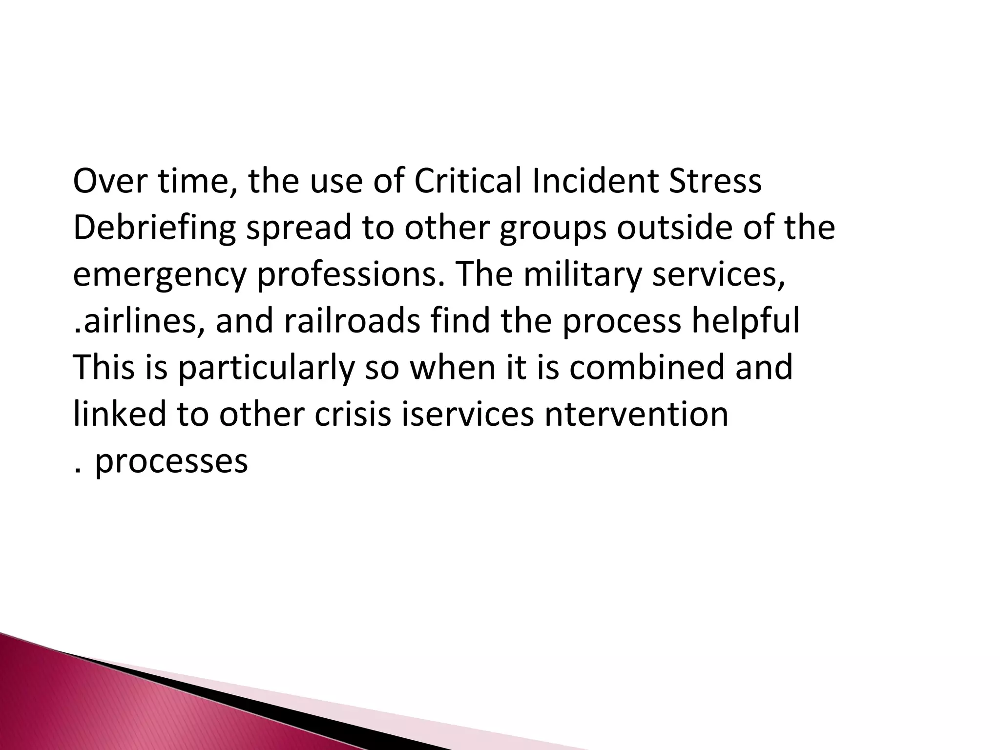 Critical Incident Stress Debriefing (CISD) | PPT